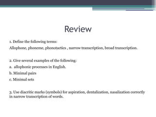 Introduction to linguistics lecture 10 | PPT