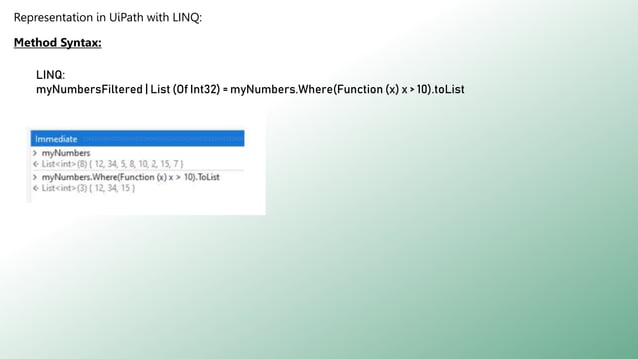 Introduction to LINQ in UiPath with examples.pptx | Databases | Computer Software and Applications