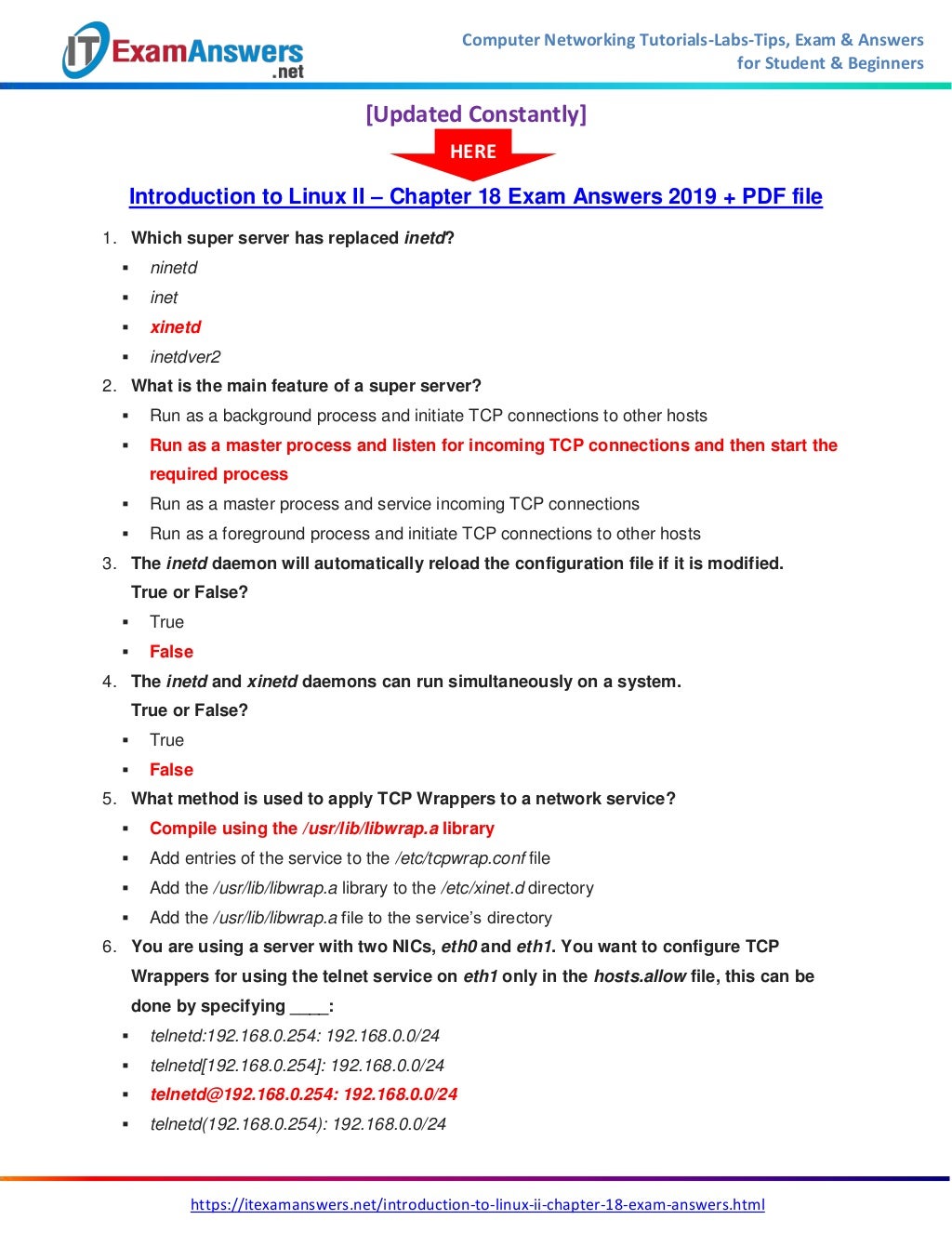 Introduction To Linux II Chapter 18 Exam Answers introduction-to-linux-ii-chapter-18-exam-answers