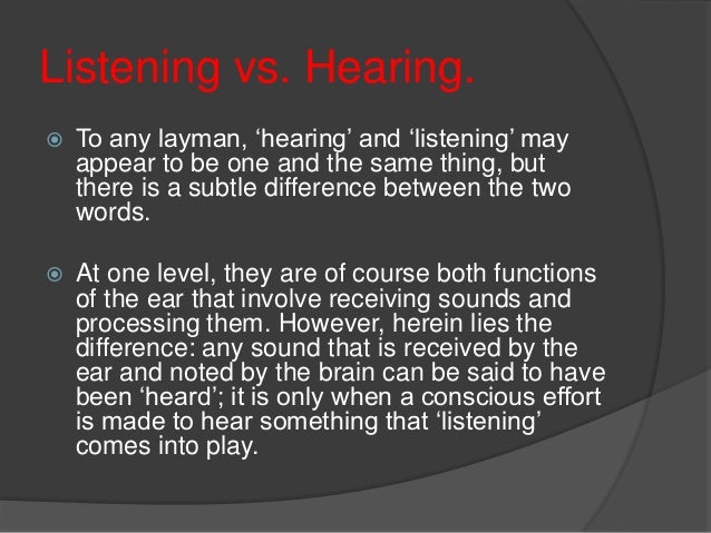 Introduction to listening skills.