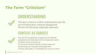 Introduction to Literary Criticism | PPTX