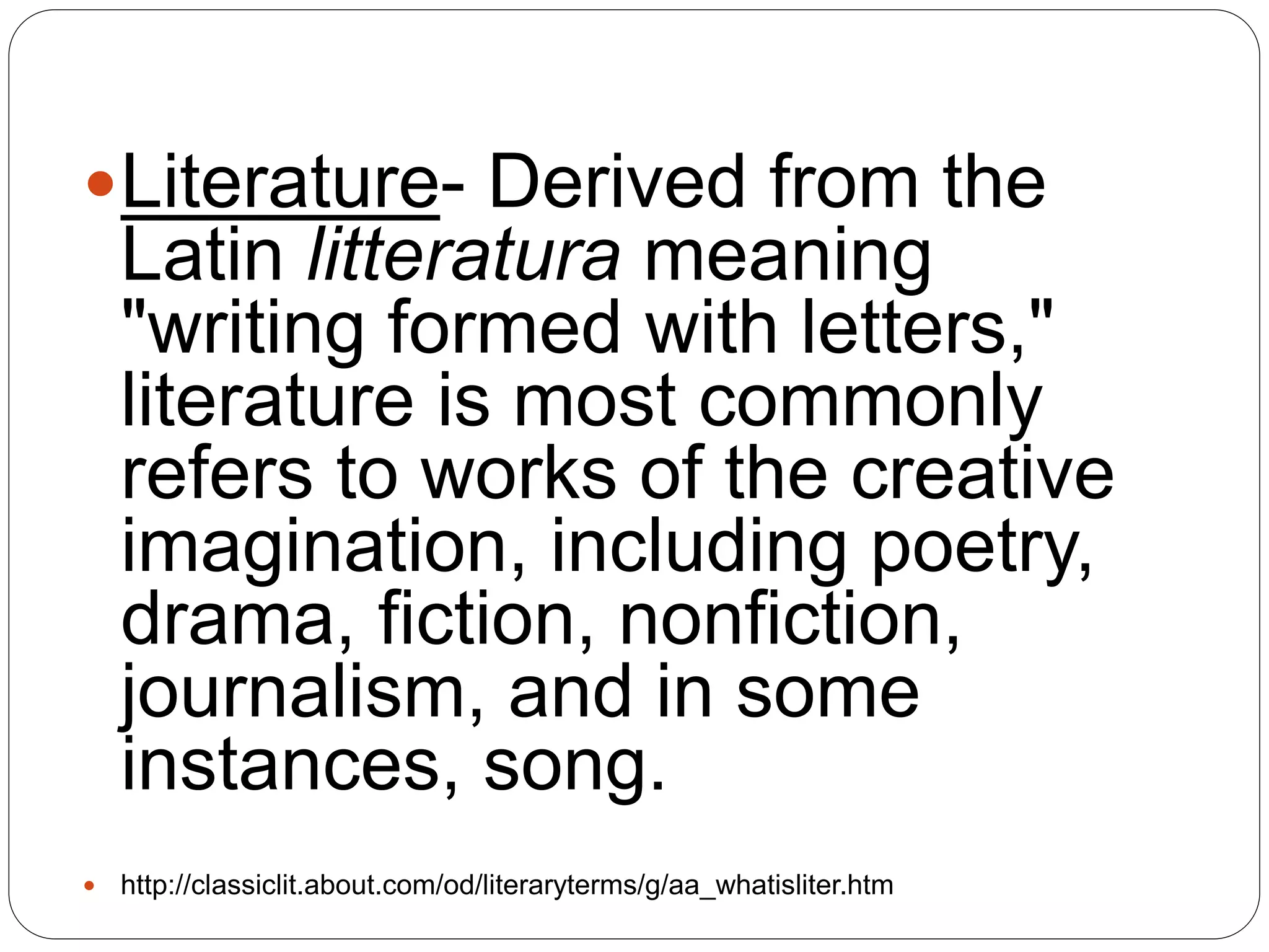 Introduction to literary genres mlas | PPTX