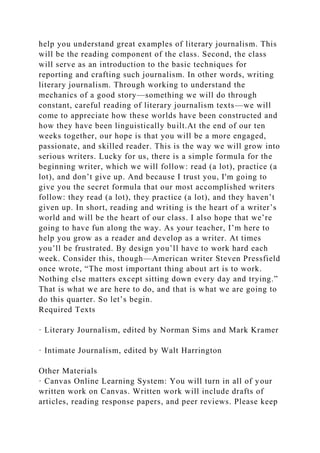 Introduction to Literary Journalism Course Syllabus Fall 201.docx