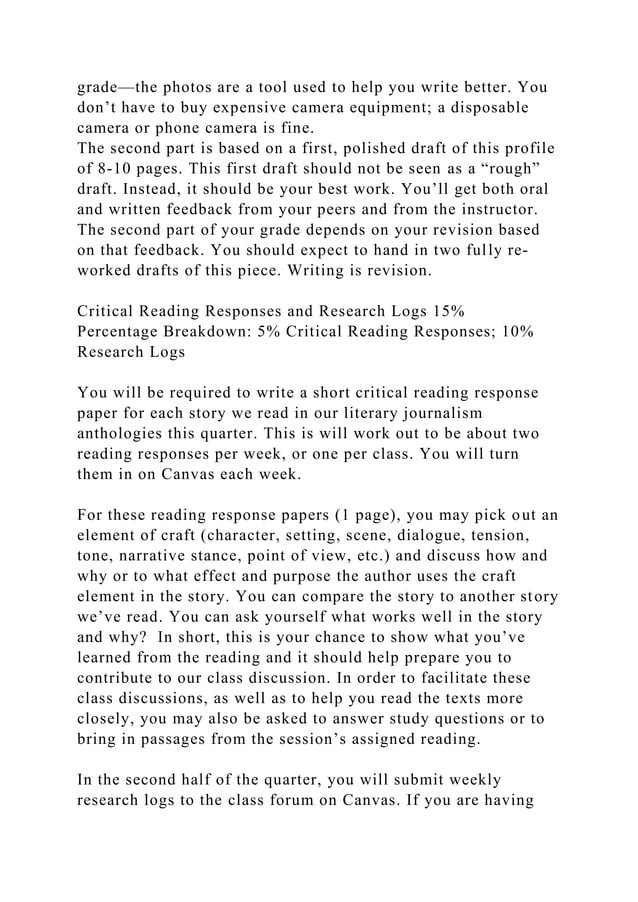 Introduction to Literary Journalism Course Syllabus Fall 201.docx