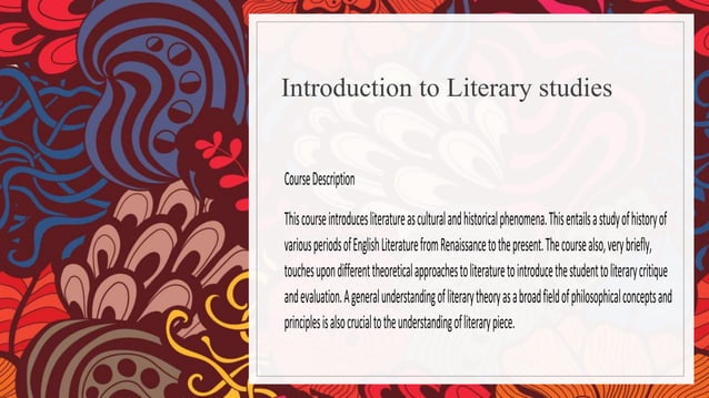 Introduction to literary studies | PPTX | Undergraduate Education ...