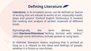 Introduction to Literature by Alj. Powerpoint Presentation | PPTX