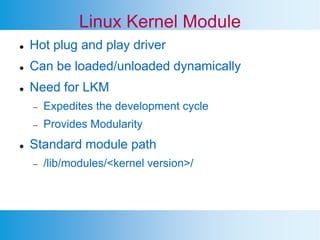Introduction to lkm | PPTX | Operating Systems | Computer Software and Applications