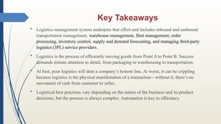 introduction to logistics , its role and scope | PPTX