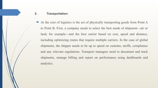 introduction to logistics , its role and scope | PPTX