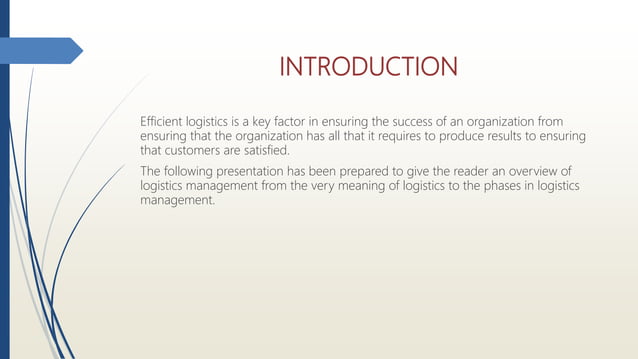 Introduction to Logistics Management | PPTX