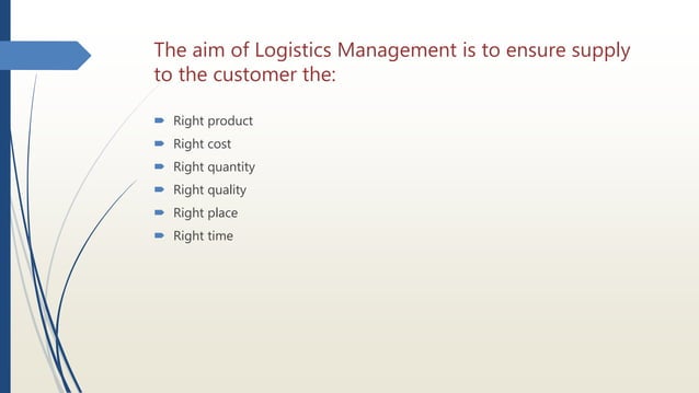 Introduction to Logistics Management | PPTX