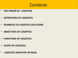 Introduction to logistics management | PPT