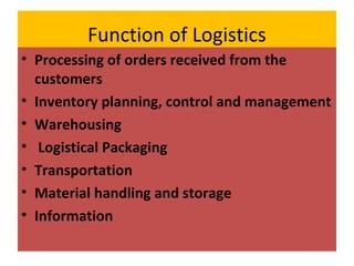 Introduction to logistics management | PPT
