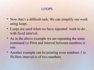 Introduction to loops | PPT