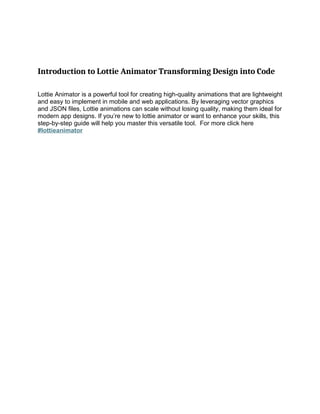 Introduction to Lottie Animator Transforming Design into Code.docx