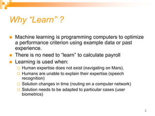 Introduction to Machine Learning and different types of Learning | PPT