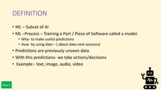 Introduction to machine learning day 1 | PDF | Artificial Intelligence ...