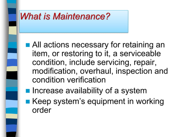 Introduction to maintenance | PDF | Mechanical and Industrial ...