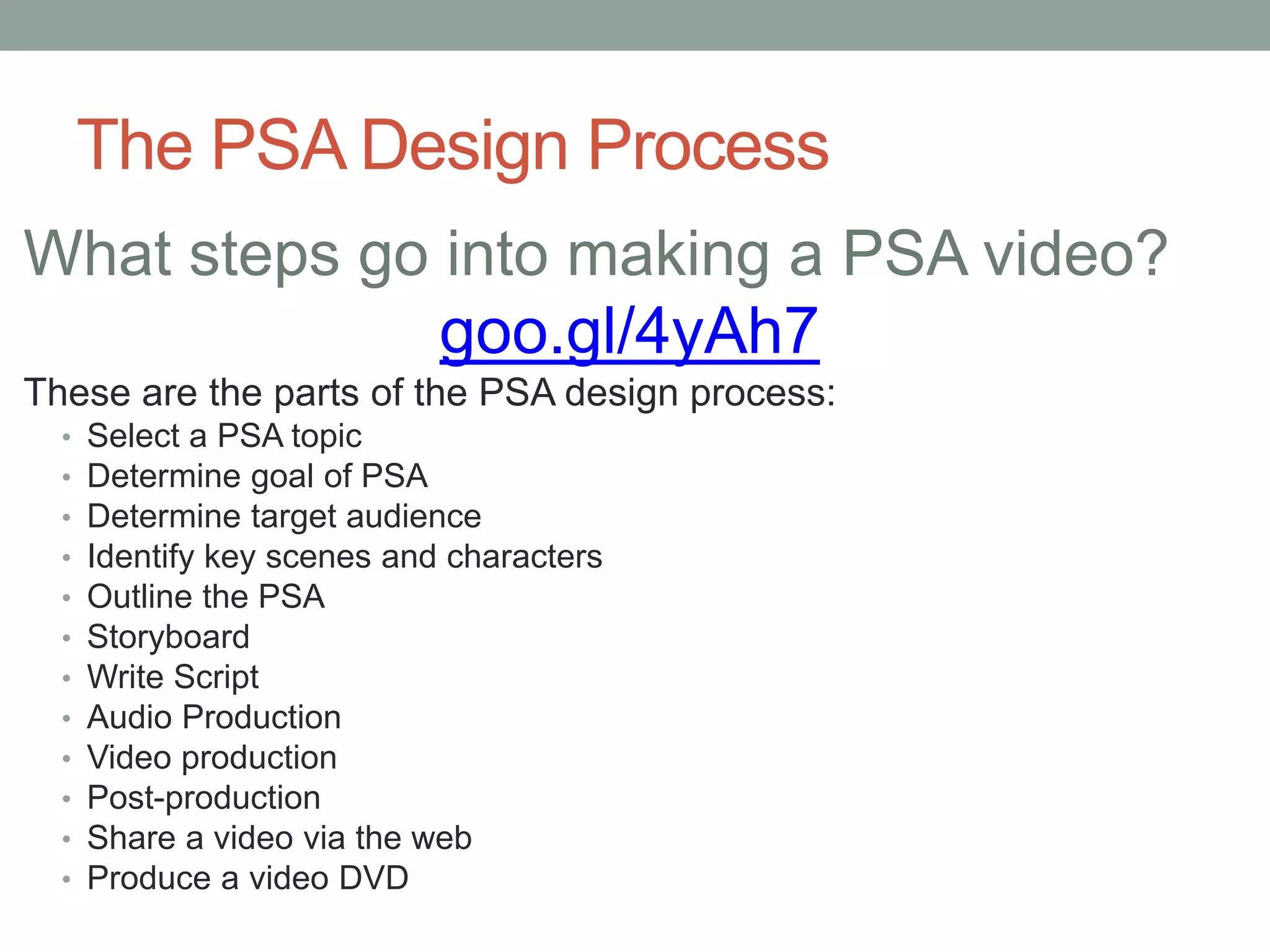 Introduction to making psa’s | PPTX