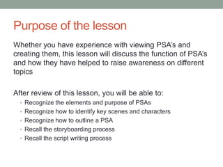 Introduction to making psa’s | PPTX