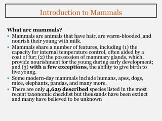 Introduction to Mammalogy.pdf | Biological Sciences | Science