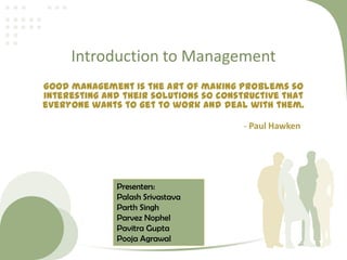 Introduction to management | PPTX
