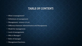 Introduction to management | PPTX