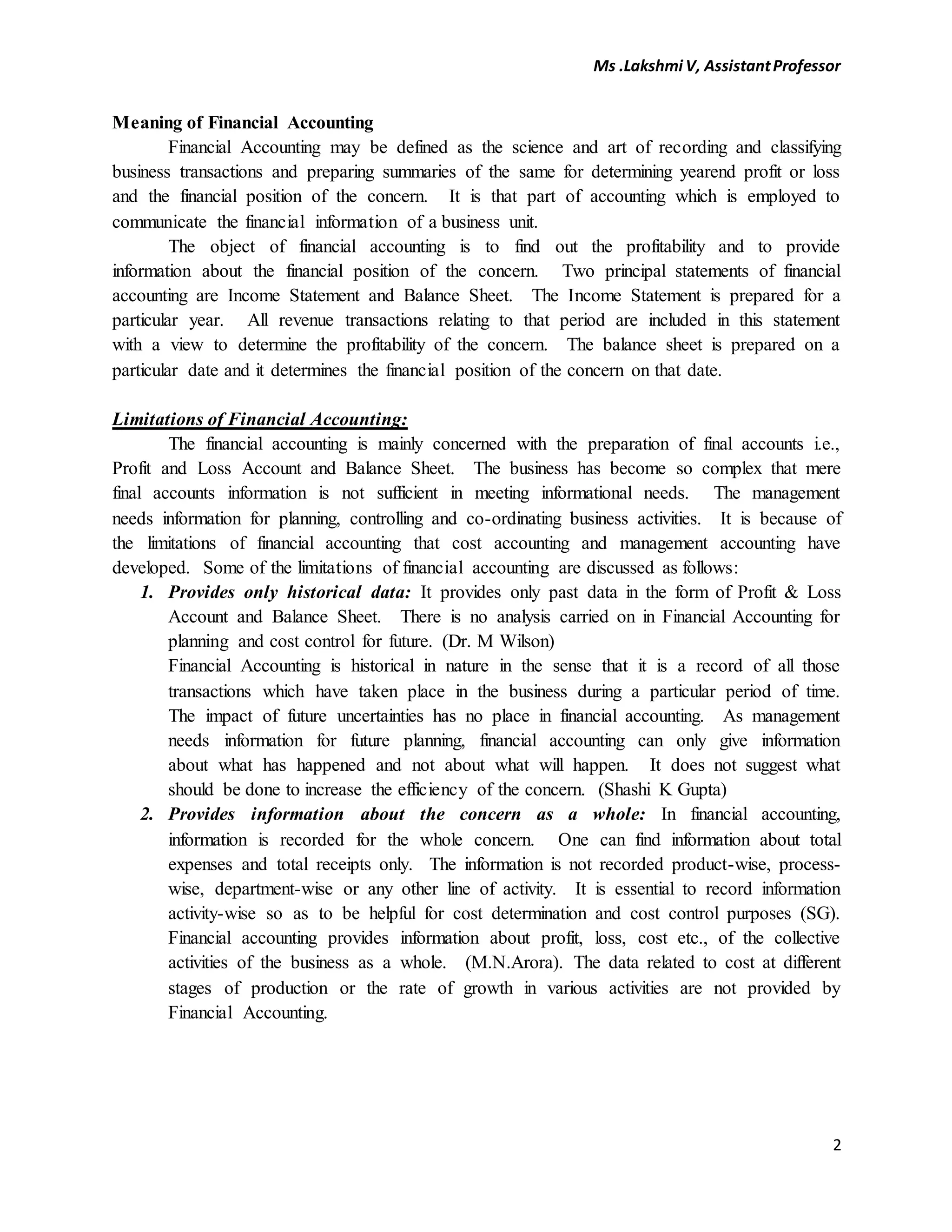 Introduction to management accounting and Financial Statement Analysis ...