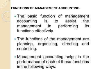 Introduction to management accounting, cost concepts and classification ...