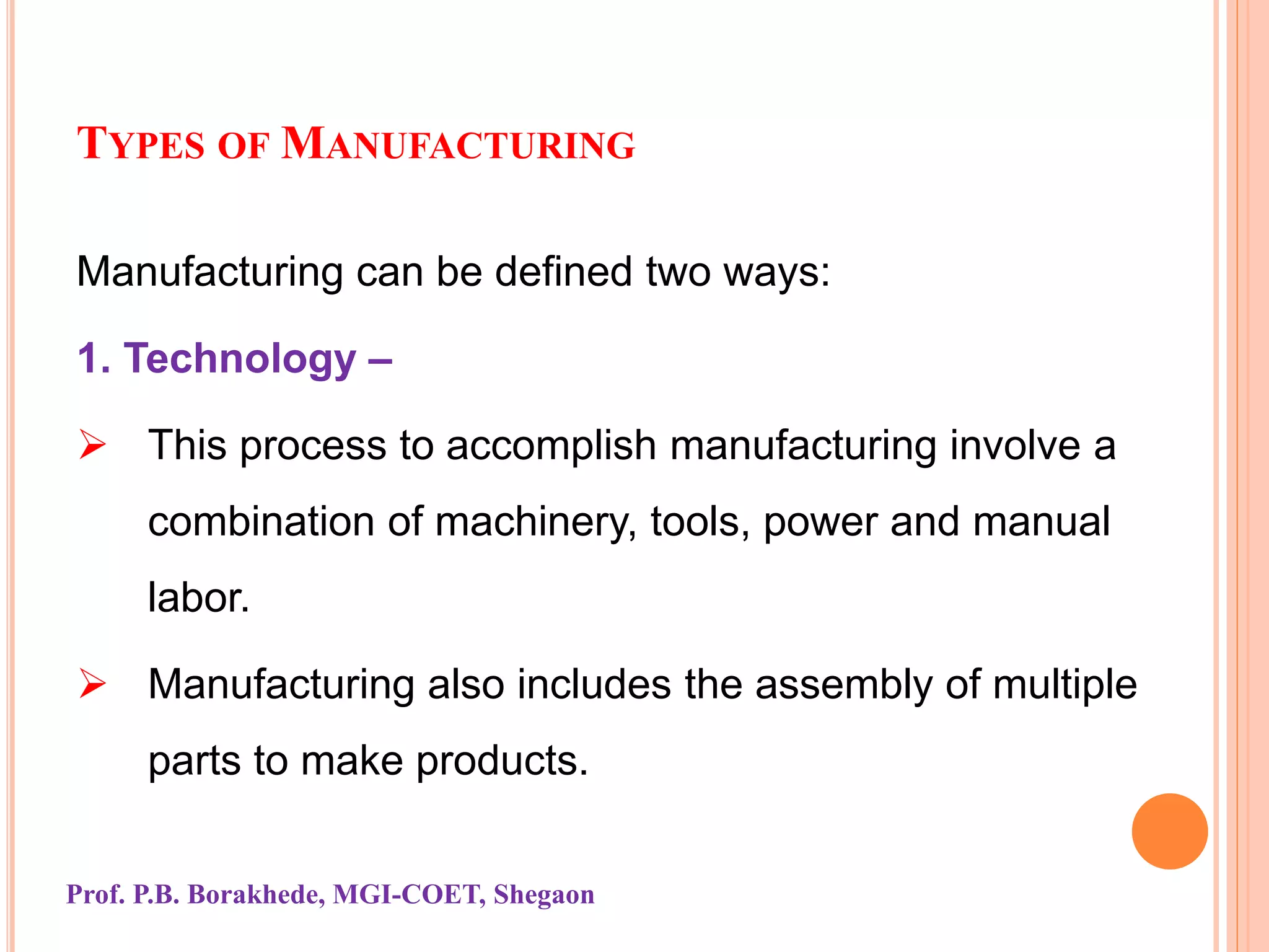 Introduction to manufacturing | PPSX