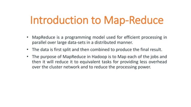 Introduction to Map-Reduce in Hadoop.pptx | Databases | Computer Software and Applications