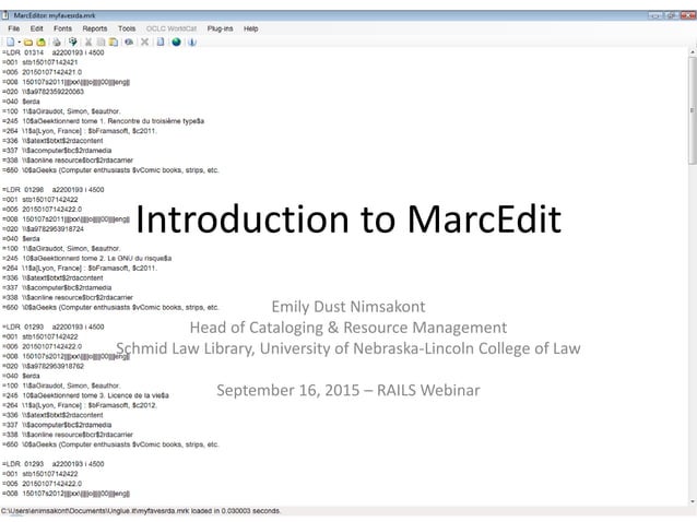 Introduction to MarcEdit | PPT