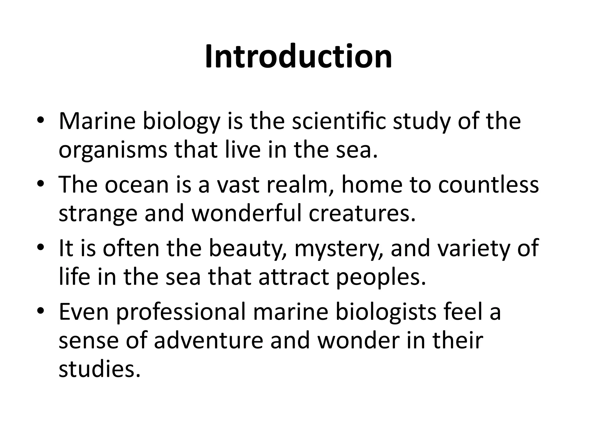 Introduction to marine biology (Dr Zubia Masood SBKWU) | PPTX ...