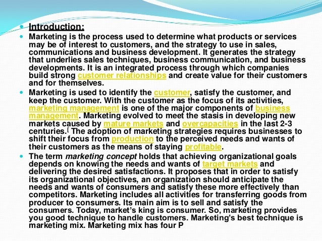 Introduction to marketing