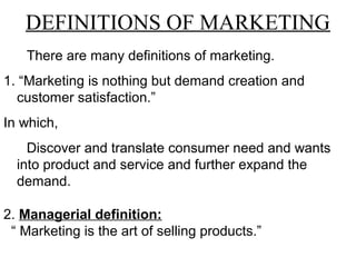 Introduction to marketing management and definition of marketing | PPT ...