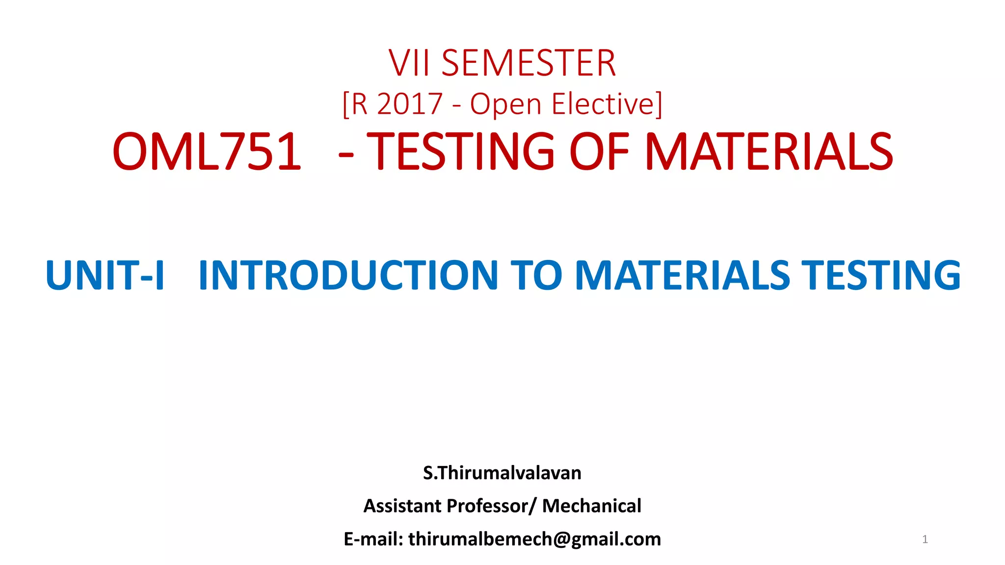 Introduction To Materials Testing Ppt