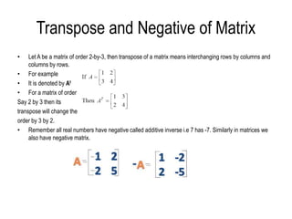 Introduction to matices | PPTX