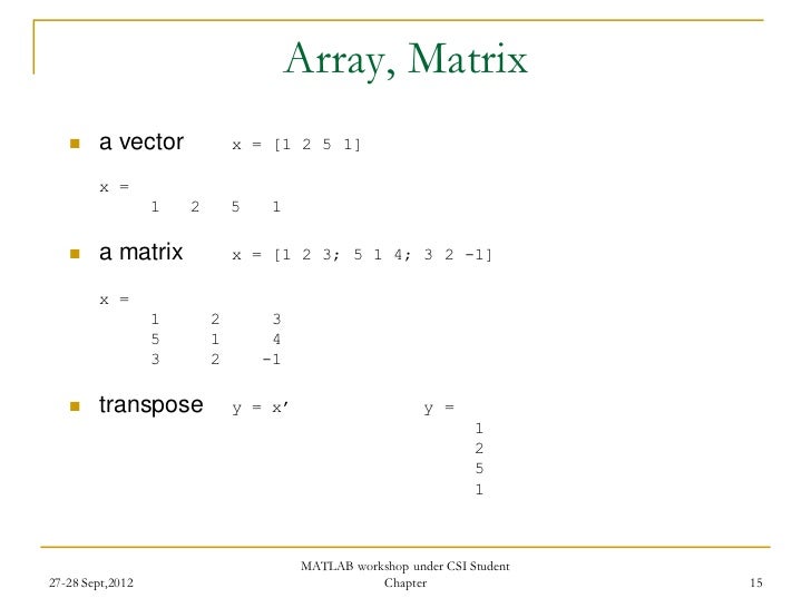 Introduction to MATLAB