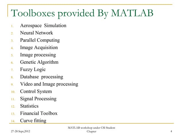 Two Days workshop on MATLAB | PPT