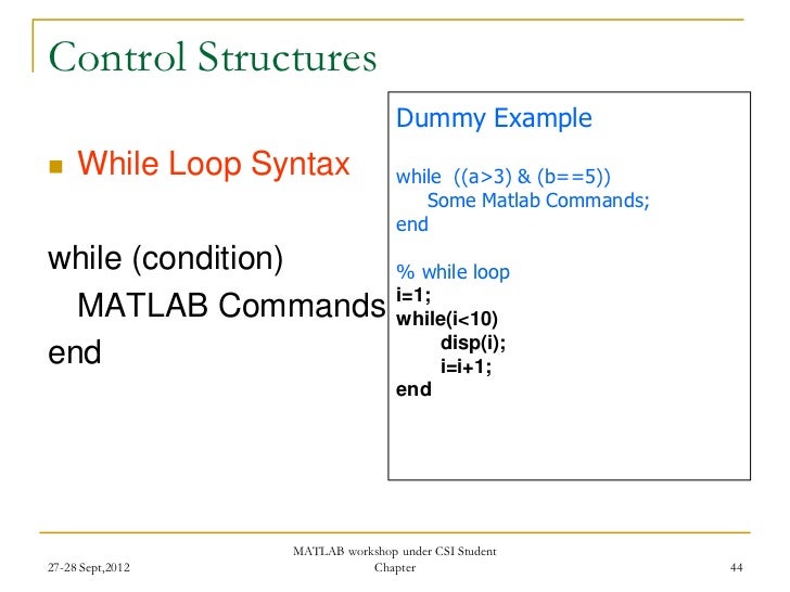 Two Days workshop on MATLAB