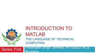 Introduction to MATLAB - I | PPT