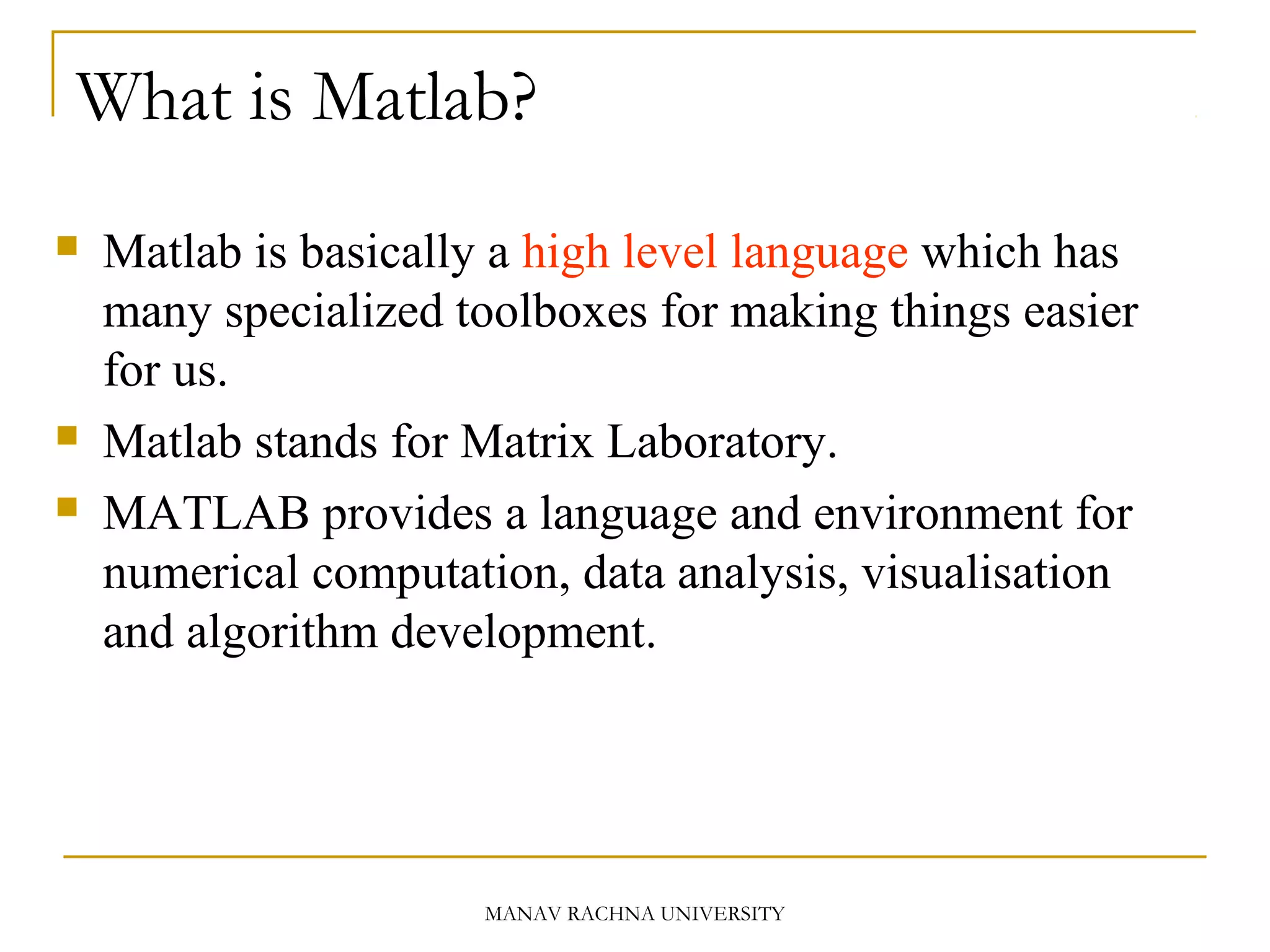 Introduction to Matlab | PPT