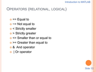 Introduction to matlab | PPT