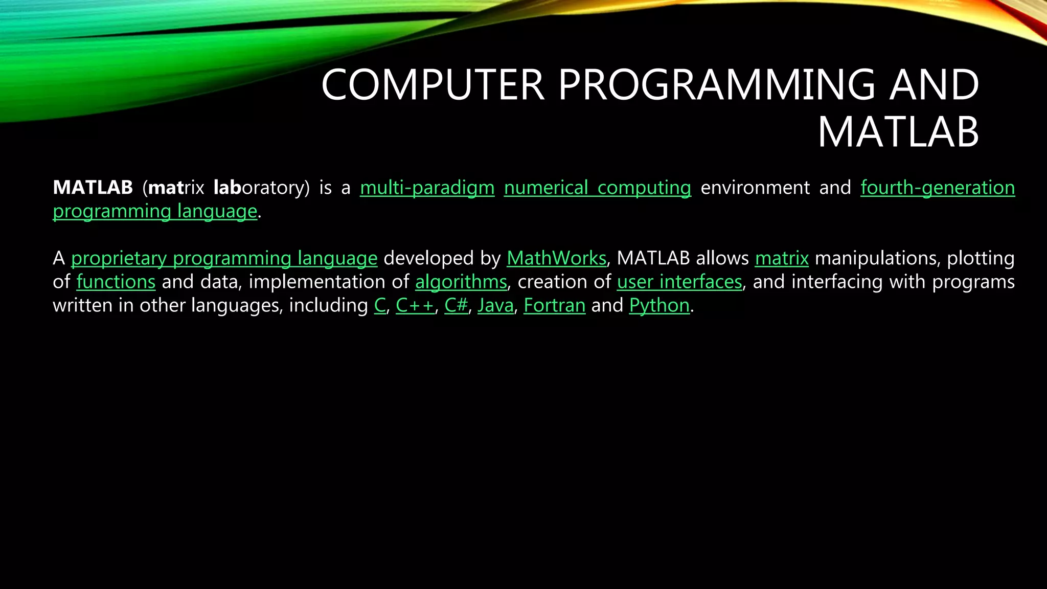 Introduction to matlab for medical doctors and biologists (call slides) | PPTX