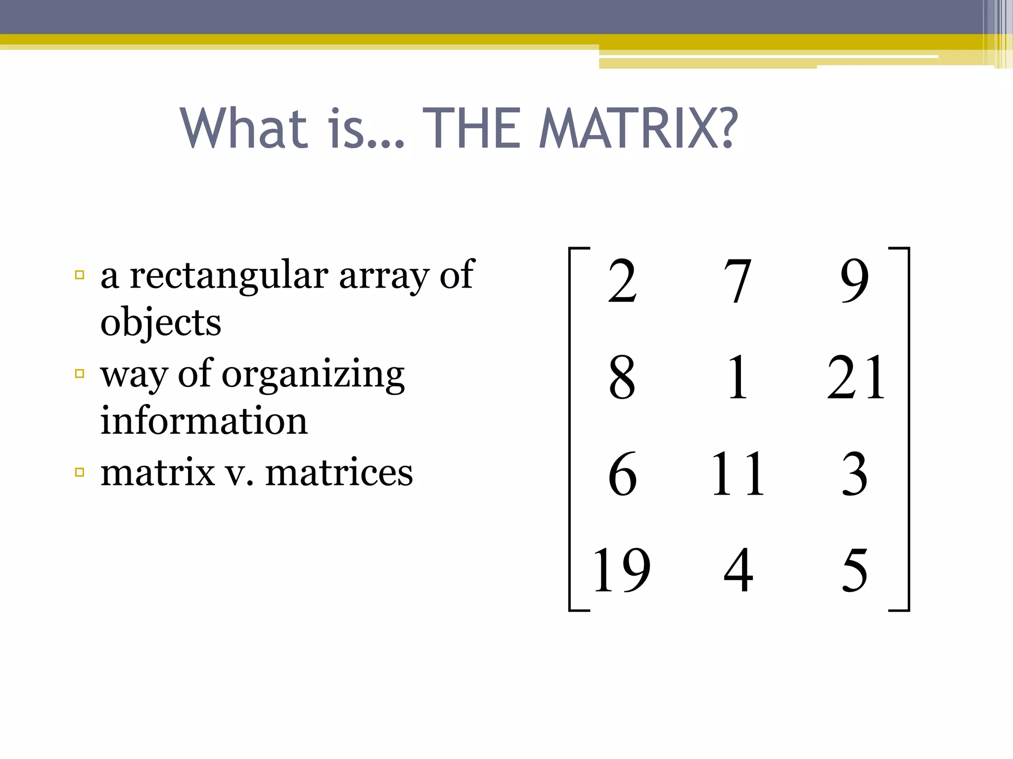 Introduction to matrices | PPTX | Physics | Science