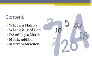 Introduction to matrices | PPTX | Physics | Science
