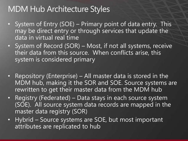 Introduction to Microsoft’s Master Data Services (MDS)