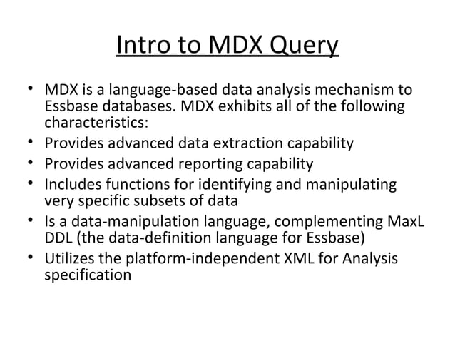 Introduction to mdx query ppt | PPT