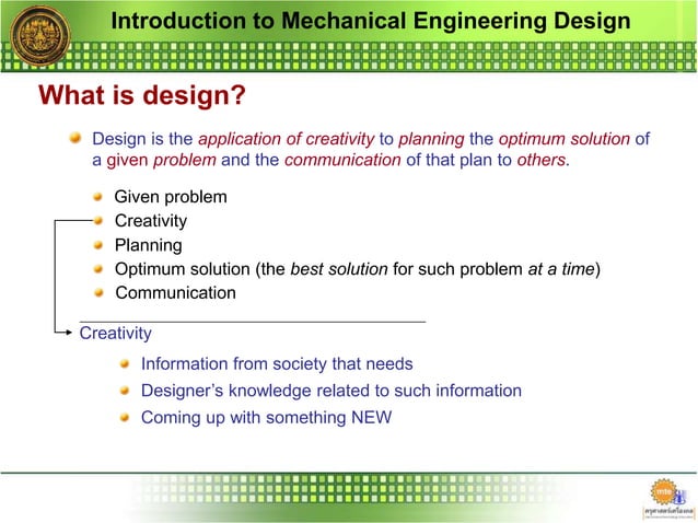 Introduction to Mechanical Engineering Design.ppt | Physics | Science