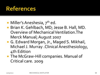 Introduction to mechanical ventilator | PPTX